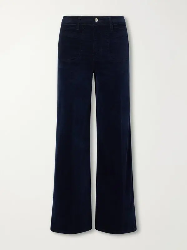 FRAME Cotton-blend Corduroy High-rise Wide-leg Pants - Blue