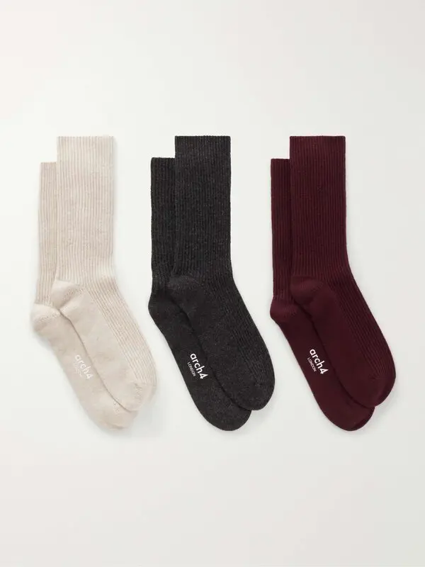 Arch4 Lucia Set Of Three Ribbed Cashmere Socks
