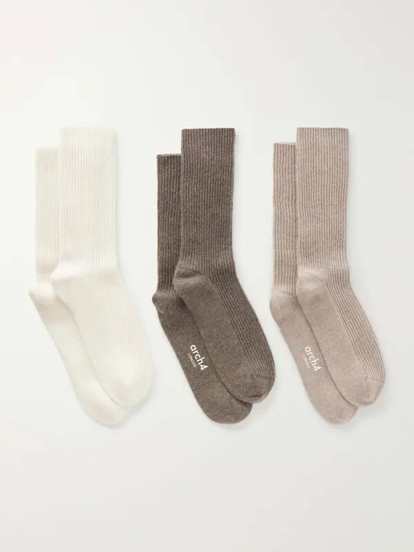 Arch4 Lucia Set Of Three Ribbed Cashmere Socks