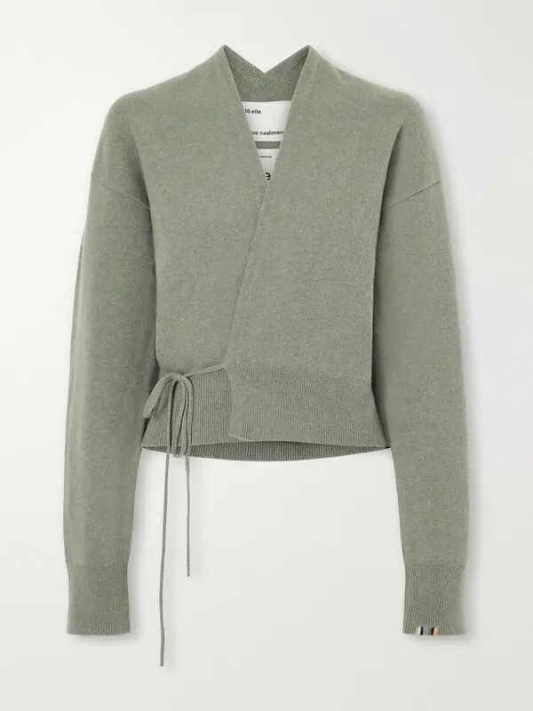 Extreme Cashmere Ella Tie-detail Cashmere-blend Cardigan - Green