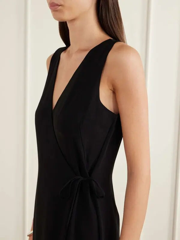 LESET Ari Crepe Wrap Midi Dress