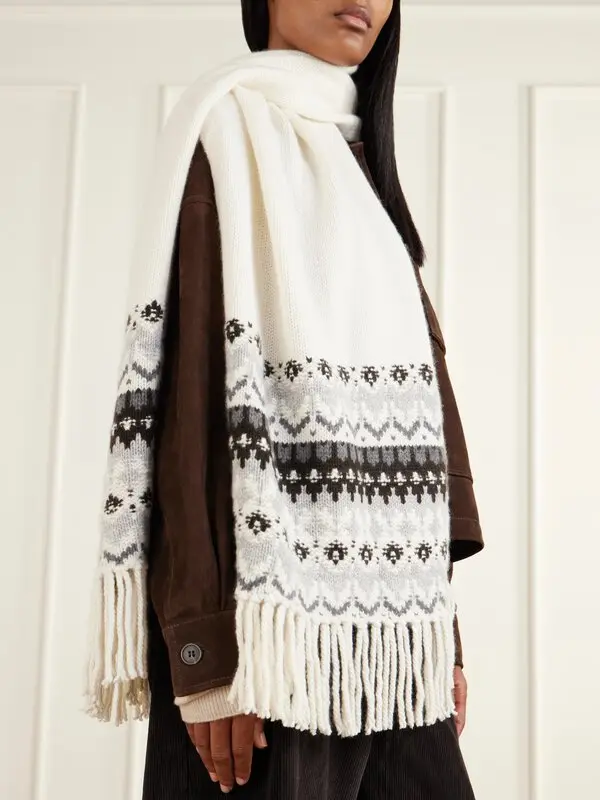 Arch4 Frostine Fringed Cashmere Scarf - Neutrals