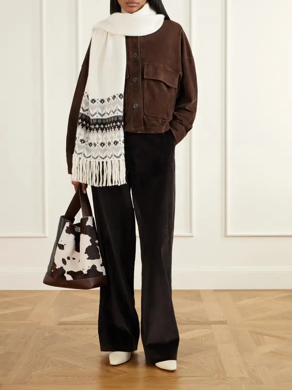 Arch4 Frostine Fringed Cashmere Scarf - Neutrals