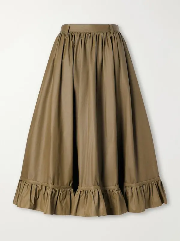 MAISON MARGIELA Waxed Cotton-blend Midi Skirt - Brown