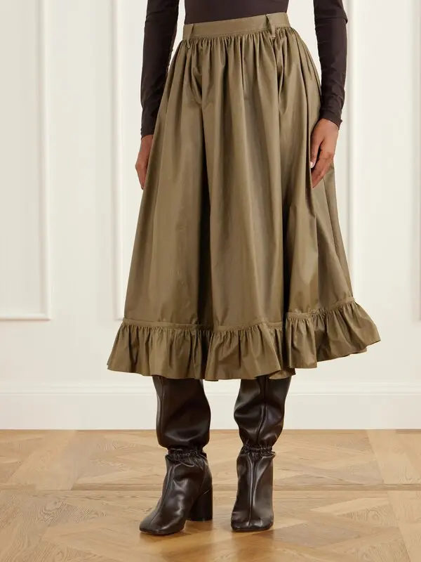 MAISON MARGIELA Waxed Cotton-blend Midi Skirt - Brown