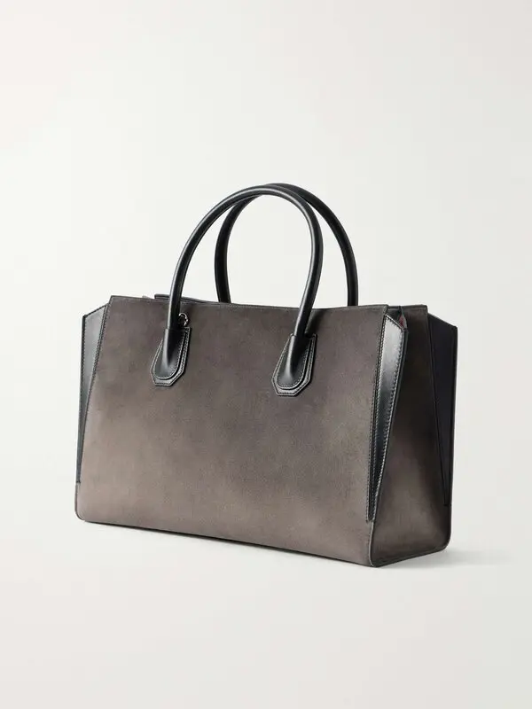 Givenchy Antigona Leather-trimmed Suede Tote - Dark Gray
