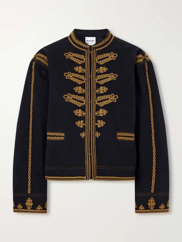 MARANT ETOILE Emailia Embroidered Padded Cotton-twill Jacket - Black