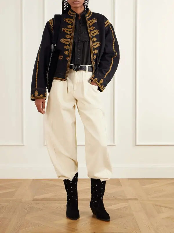MARANT ETOILE Emailia Embroidered Padded Cotton-twill Jacket