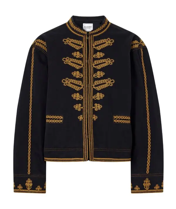 MARANT ETOILE Emailia Embroidered Padded Cotton-twill Jacket - Black