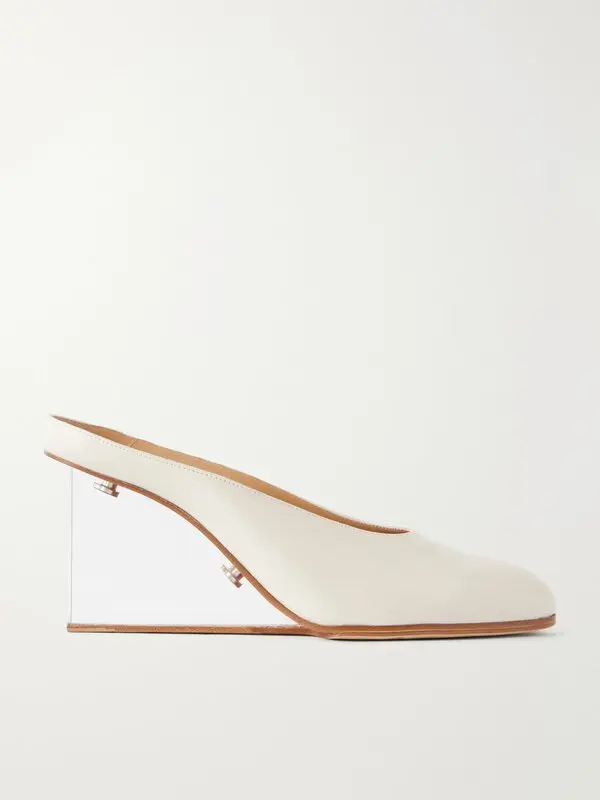 MAISON MARGIELA Plexi 80 Leather Wedge Sandals - Neutrals