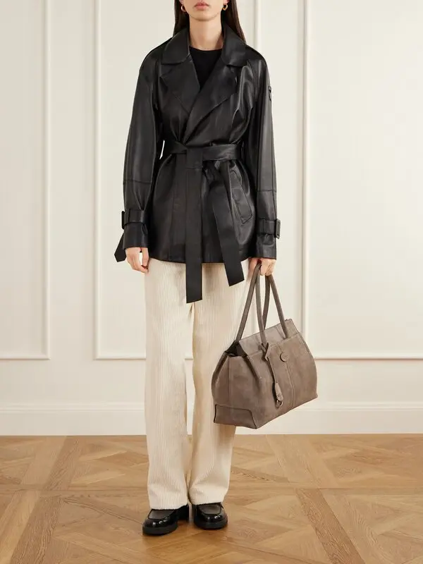 TOD'S Logo-embossed Suede Tote - Brown