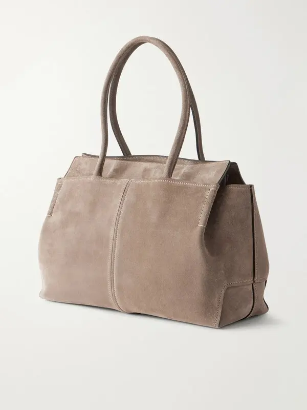 TOD'S Logo-embossed Suede Tote - Brown