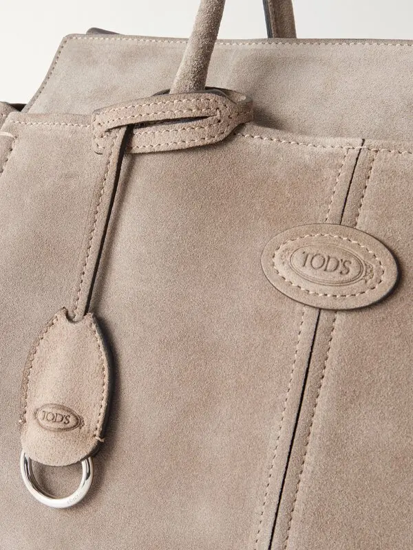TOD'S Logo-embossed Suede Tote - Brown