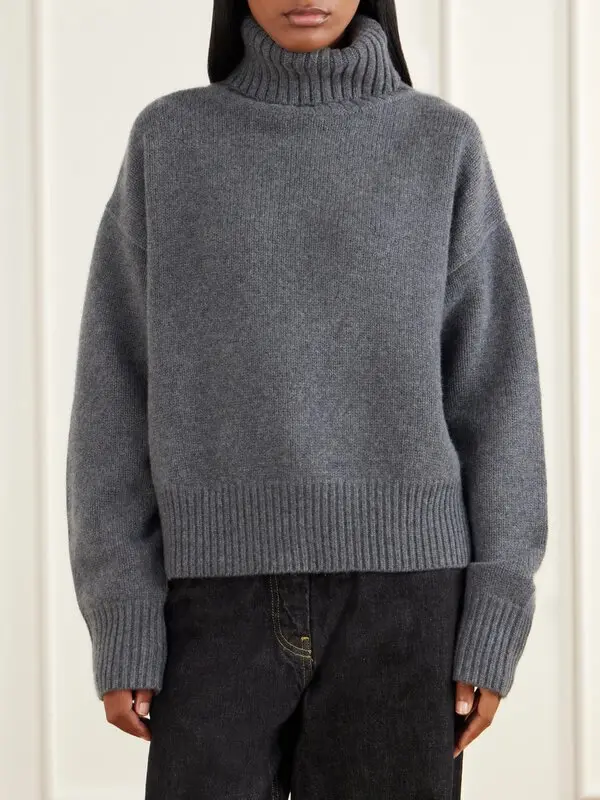 Extreme Cashmere Crop Xtra Cashmere Turtleneck - Gray