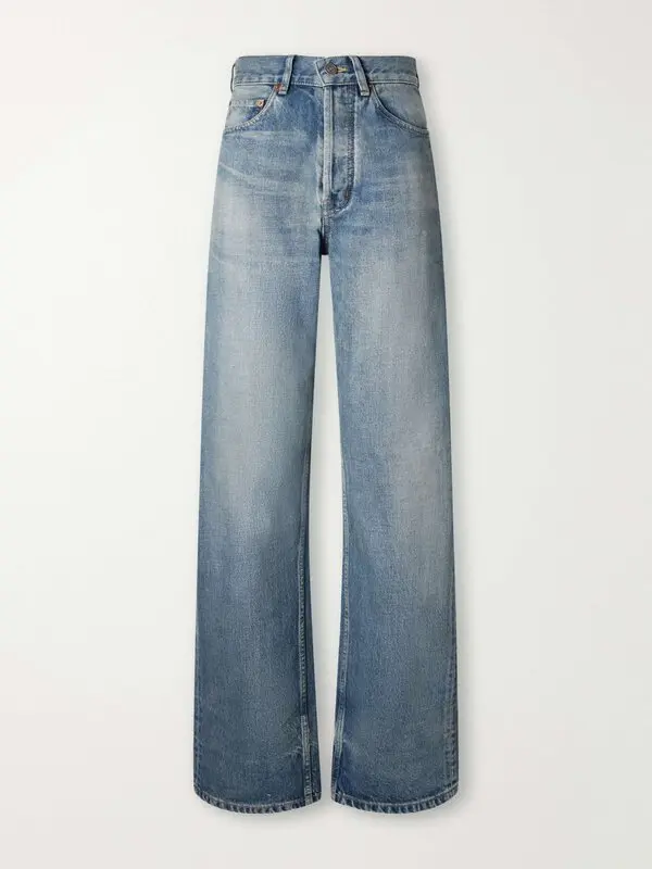 Saint Laurent High-rise Wide-leg Jeans - Mid Denim