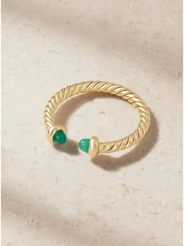 David Yurman Micro Cablespira® Flex 18-karat Emerald Ring - Gold