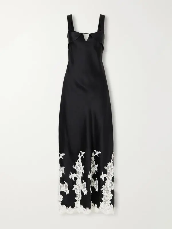 Simkhai Lea Lace-trimmed Satin Maxi Dress