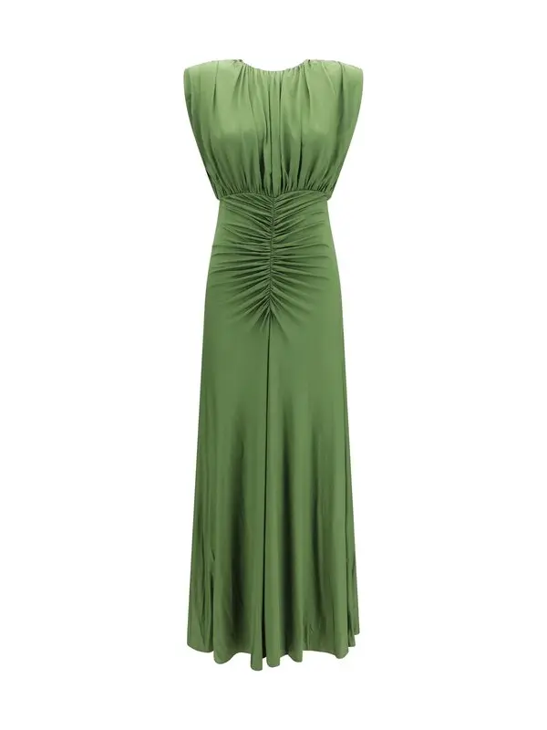 SELF-PORTRAIT Jersey Gathered Maxi Dress - Green