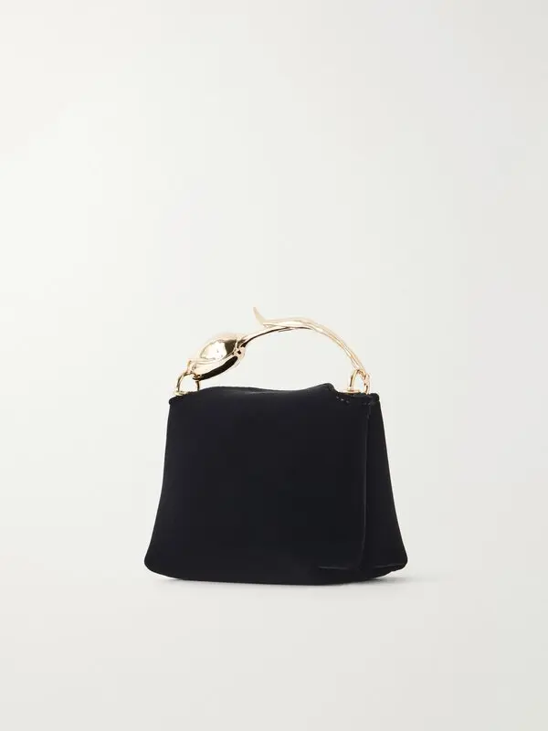Erdem Bloom Micro Velvet Top-handle Bag - Black