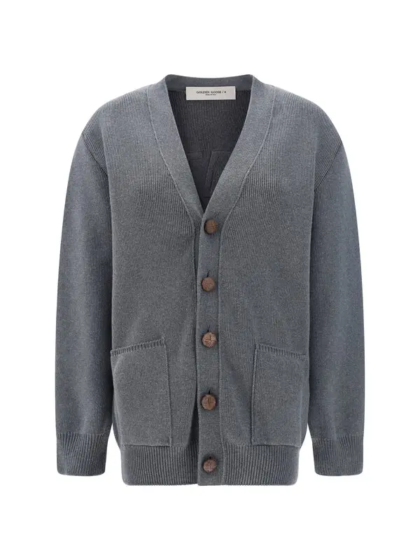 GOLDEN GOOSE Cotton V-neck Cardigan - Gray
