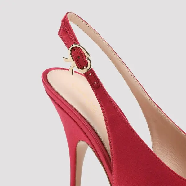 GIANVITO ROSSI Sofia Sling Crepe Satin Pumps - Red