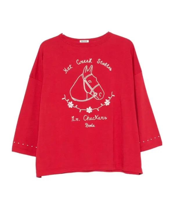 BODE Stables Graphic-print Three-quarter-sleeve T-shirt