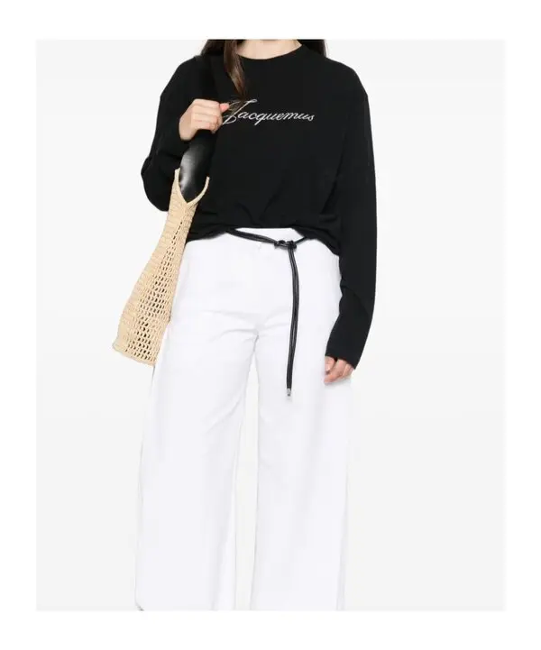 Jacquemus Logo-print Long-sleeve T-shirt - Black