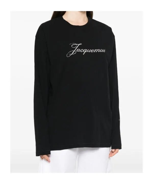 Jacquemus Logo-print Long-sleeve T-shirt - Black