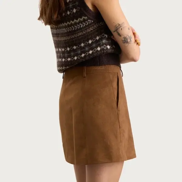 DUNST Suede-effect Panelled Skirt