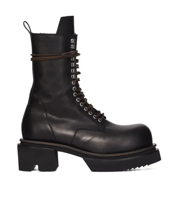 Rick Owens Round Toe Platform Biker Boots
