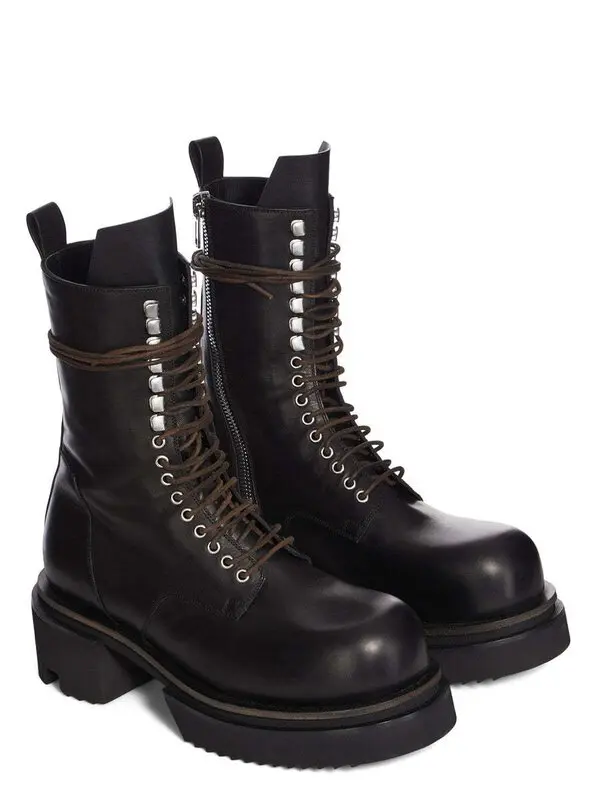 Rick Owens Round Toe Platform Biker Boots