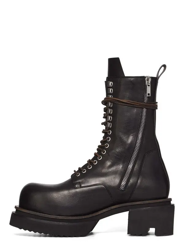 Rick Owens Round Toe Platform Biker Boots
