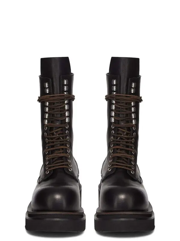 Rick Owens Round Toe Platform Biker Boots
