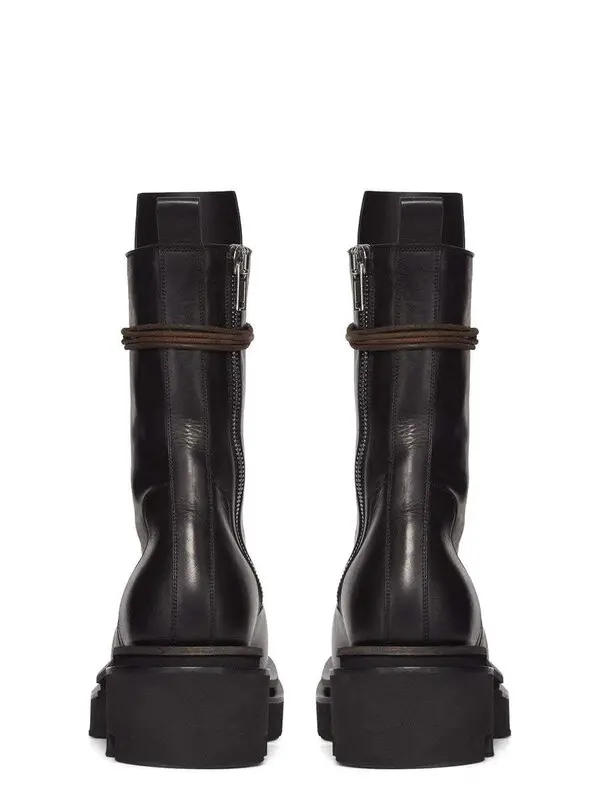 Rick Owens Round Toe Platform Biker Boots