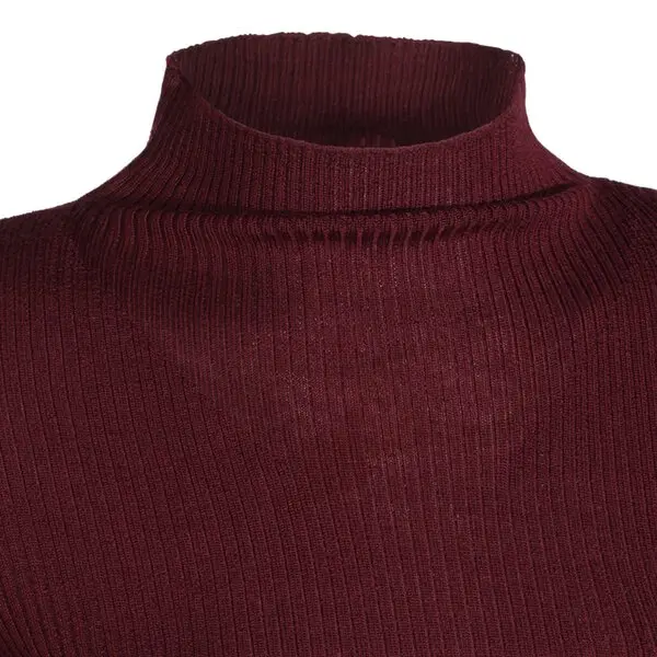 TWINSET High-neck Long-sleeve Knit Sweater With Vertical Half-ribbing