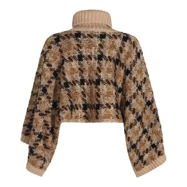 TWINSET Check Poncho Knitted Sweater