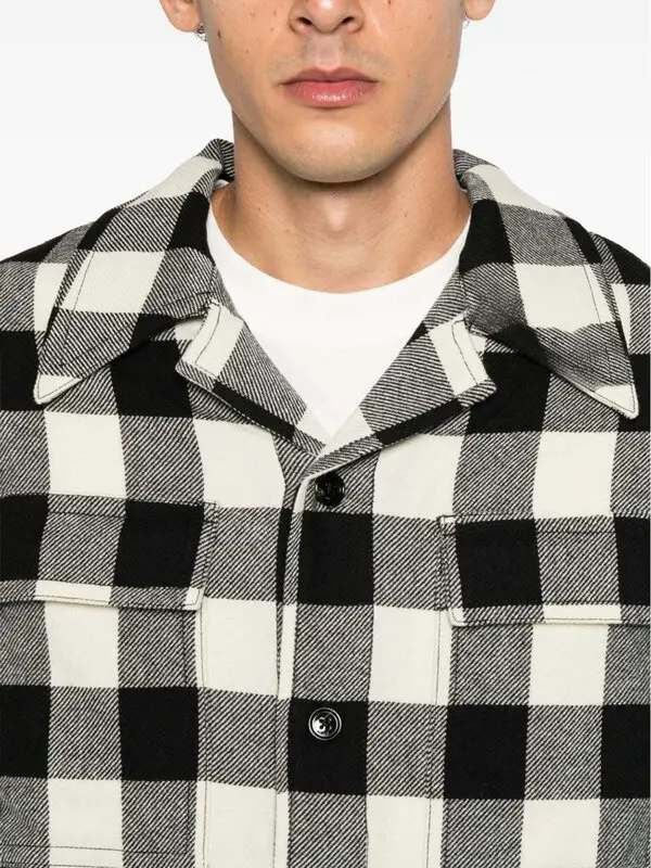 AMI Paris Wide Checkered Long-sleeve Overshirt