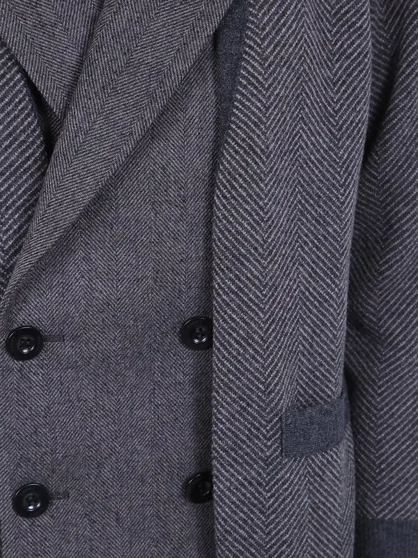 Sacai Herringbone-knit Double-breasted Cardigan