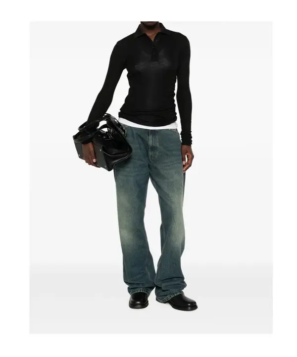 ENTIRE STUDIOS Long-sleeve Polo Shirt - Black