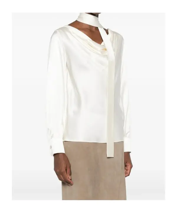 Max Mara Scarf-detailed Blouse - White