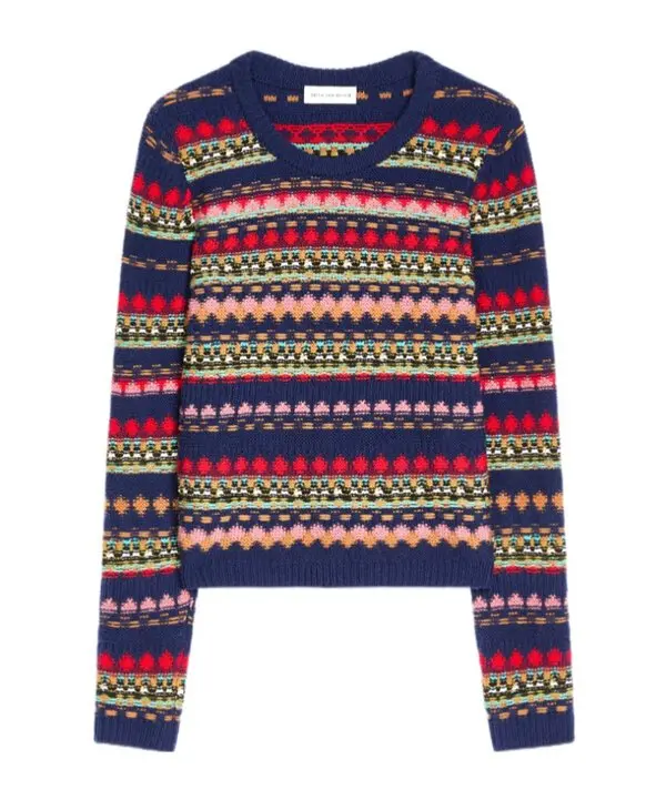 Dries Van Noten Jacquard Wool Sweater - Navy