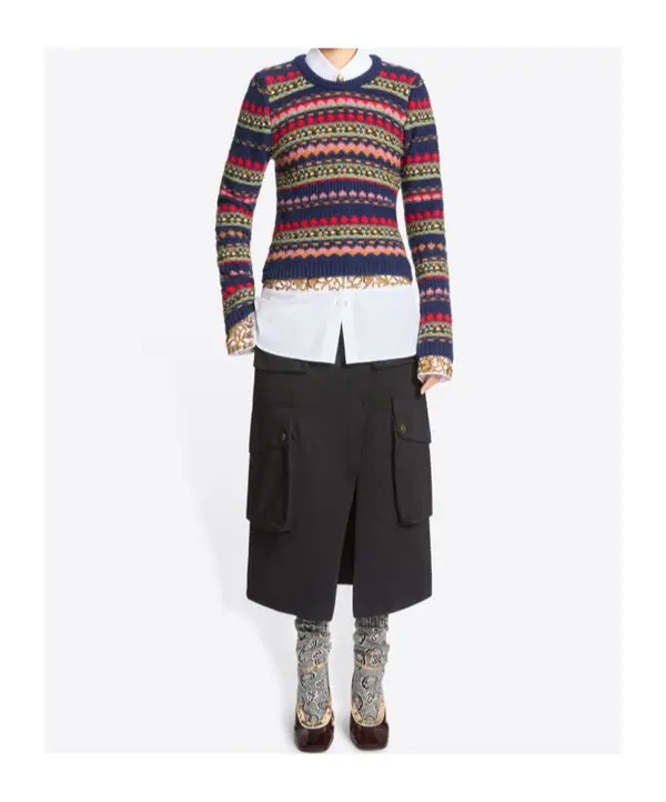 Dries Van Noten Jacquard Wool Sweater - Navy