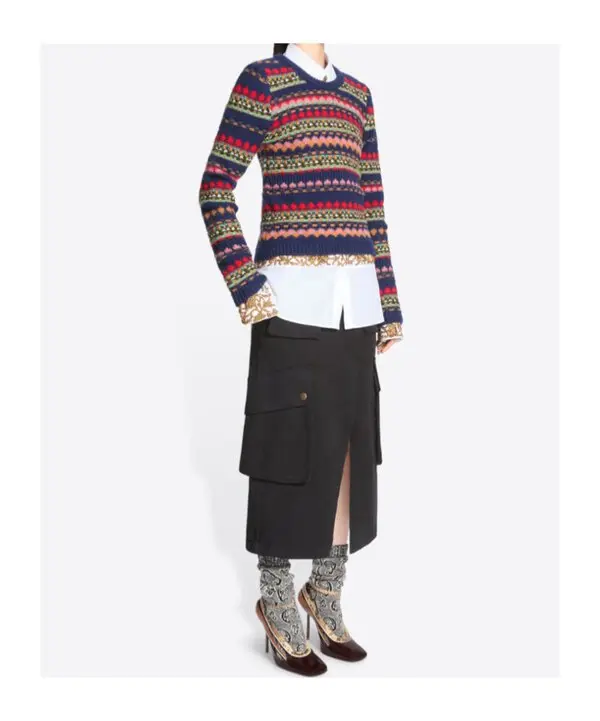 Dries Van Noten Jacquard Wool Sweater - Navy