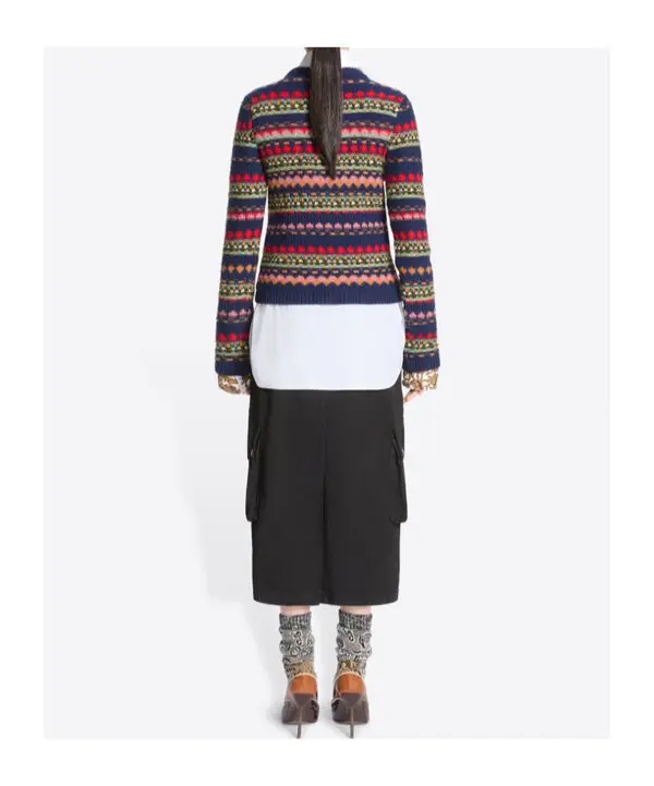 Dries Van Noten Jacquard Wool Sweater - Navy