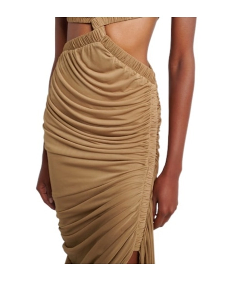 Christopher Esber Theia Cutout Draped Asymmetric Midi Dress - Brown