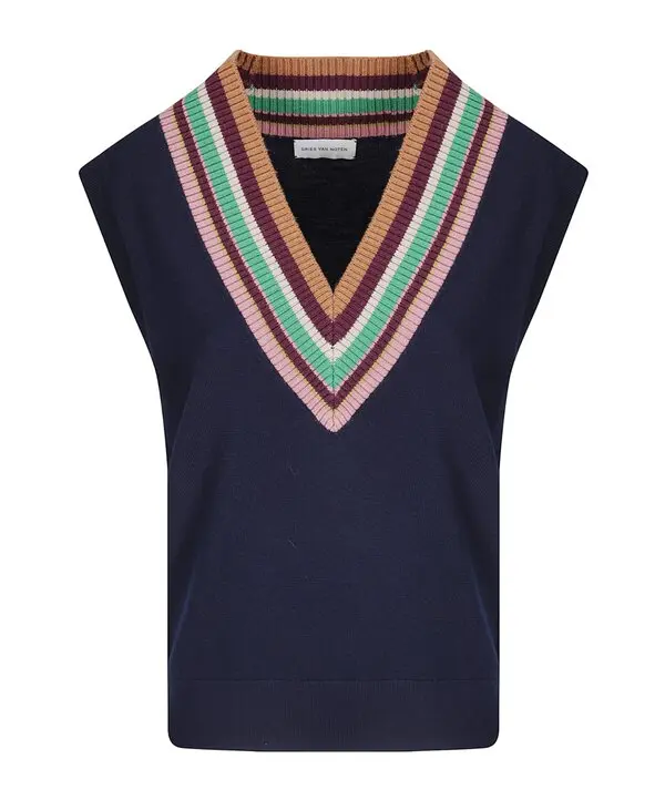Dries Van Noten Toner Striped V-neck Top - No