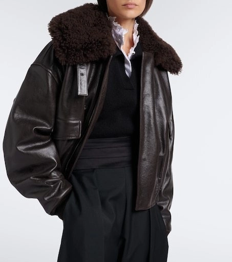 LEMAIRE Shearling-trimmed Leather Blouson Jacket