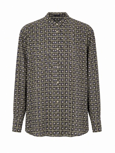 Aspesi Geometric-print Band-collar Shirt - No