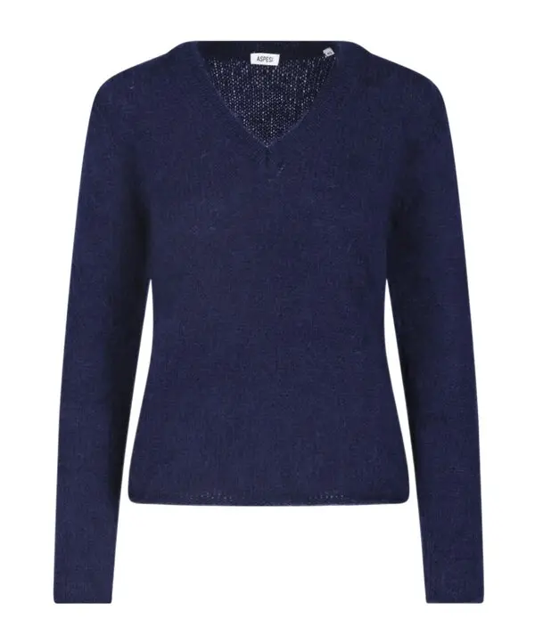 Aspesi V-neck Knitted Sweater - Blue