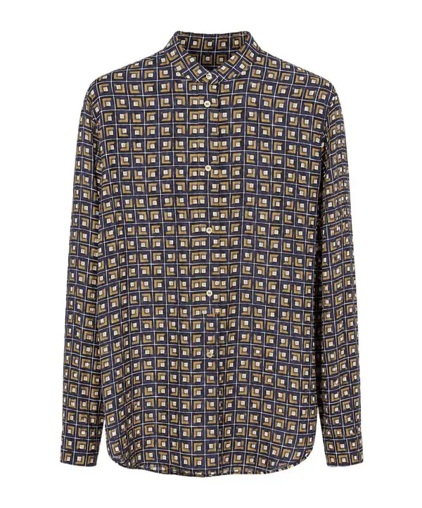 Aspesi Geometric-print Long-sleeve Shirt - No